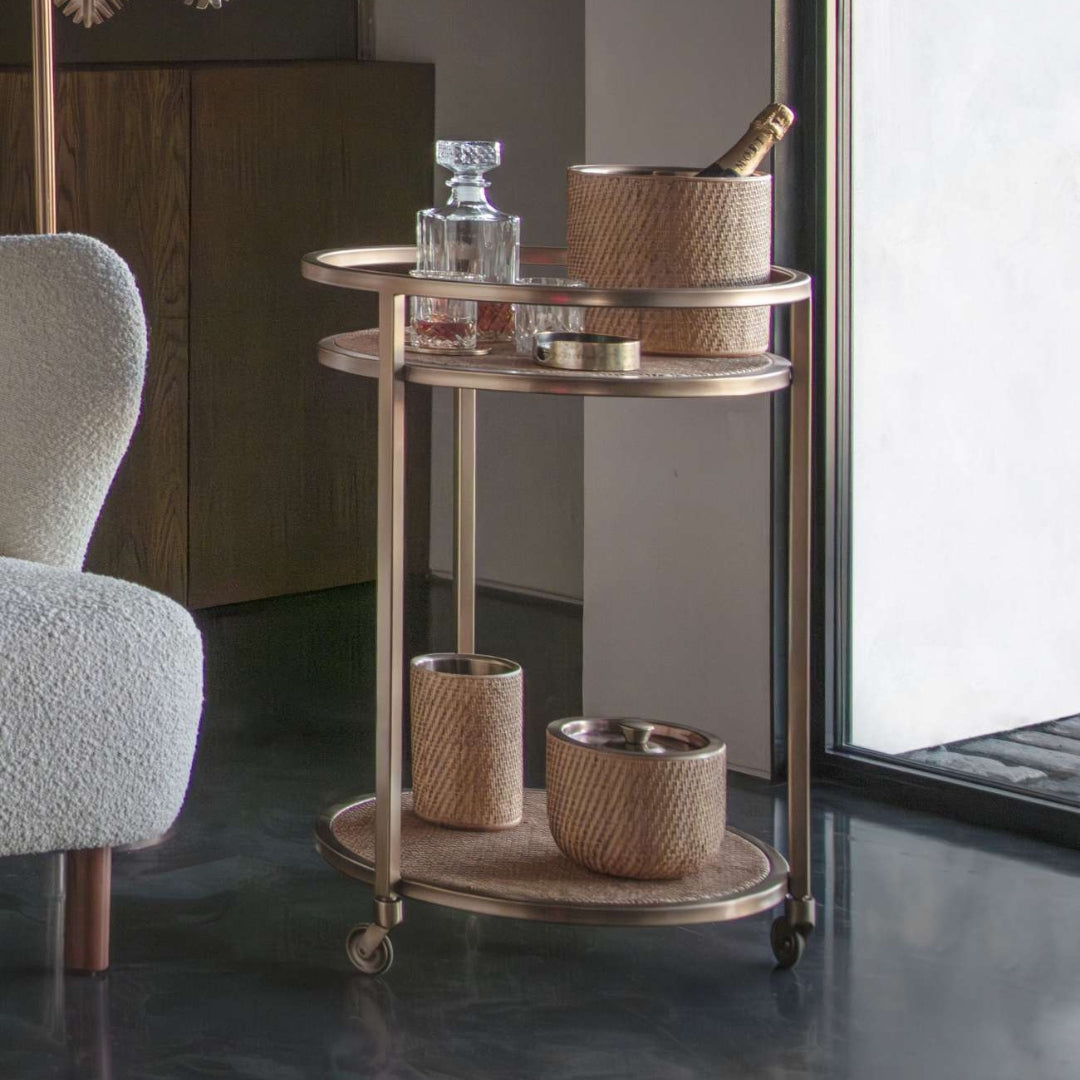 The Rattan Gold Bar Trolley – Fluid Home Interiors