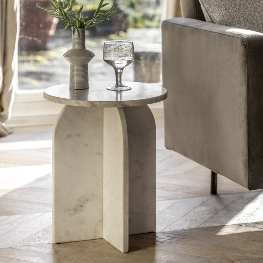 The Marble Side Table White – Fluid Home Interiors